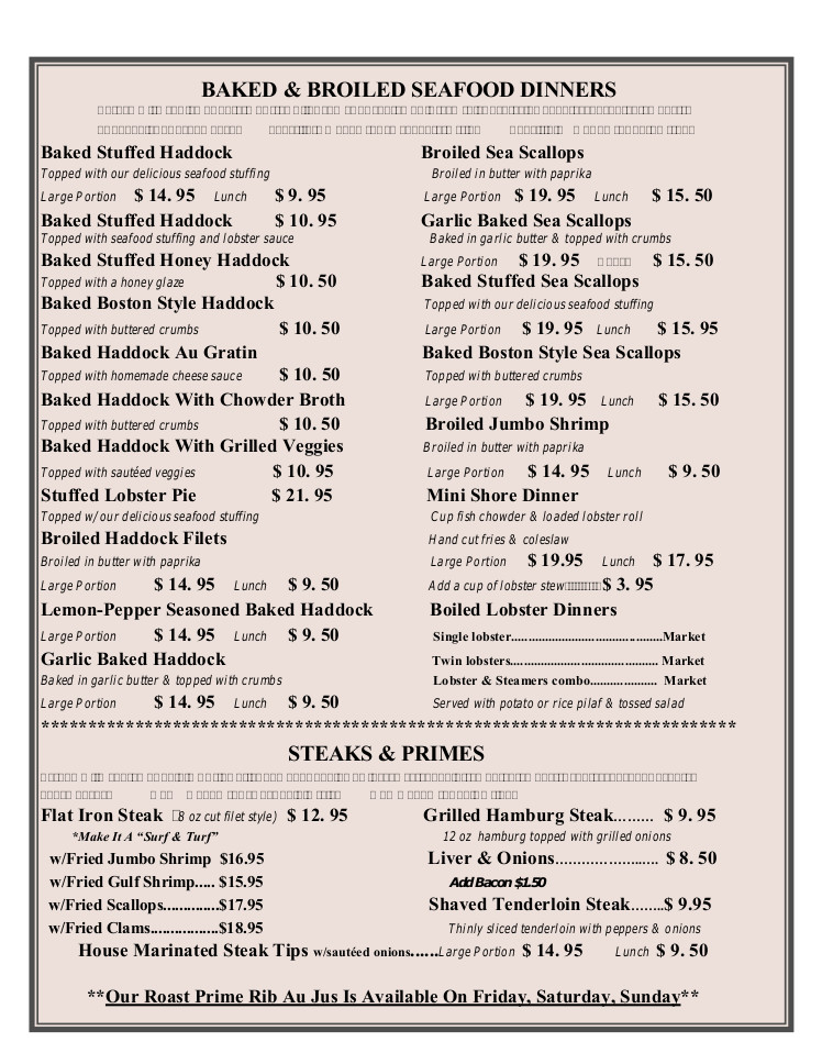 Chickadee Lewiston Maine Seafood Restaurant - MenusInLA - Lewiston ...